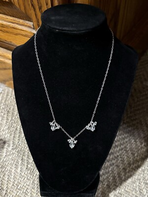 VTG DEB GUYOT Cut Crystal Quartz Sterling .925 Dainty Necklace 16” W ...