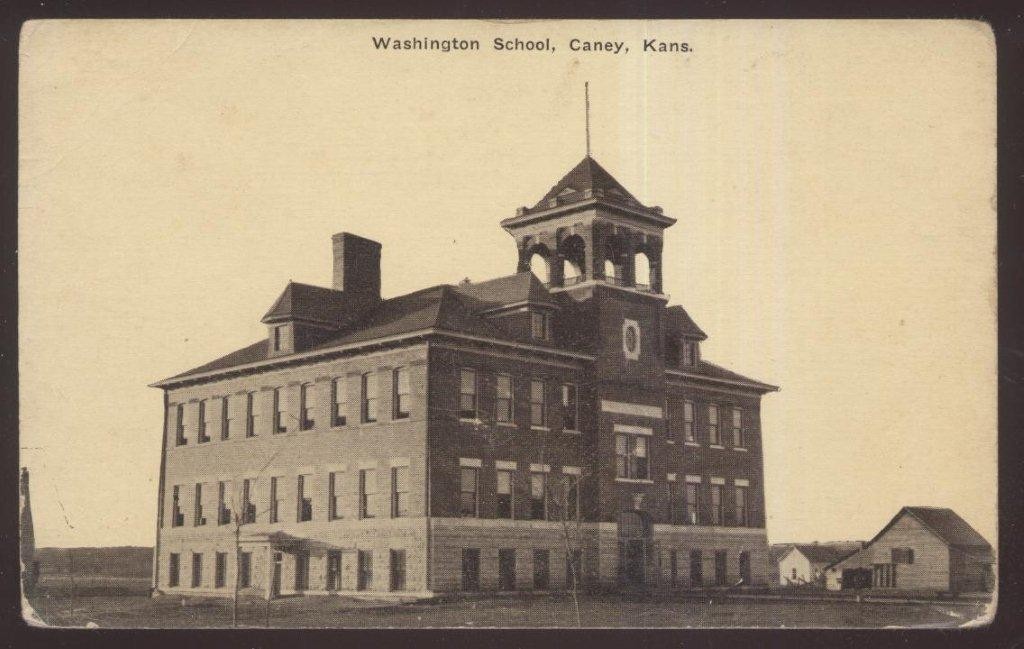 Postcard CANEY Kansas/KS Washington School Campus Building view 1907 | eBay