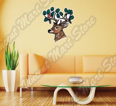 Deer Head Racks Hunting Hunter Bullfinch Wall Sticker Interior Decor 22 ...