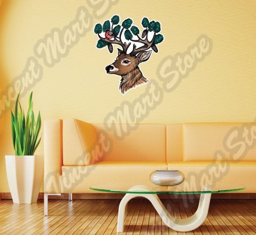 Deer Head Racks Hunting Hunter Bullfinch Wall Sticker Interior Decor 22 ...