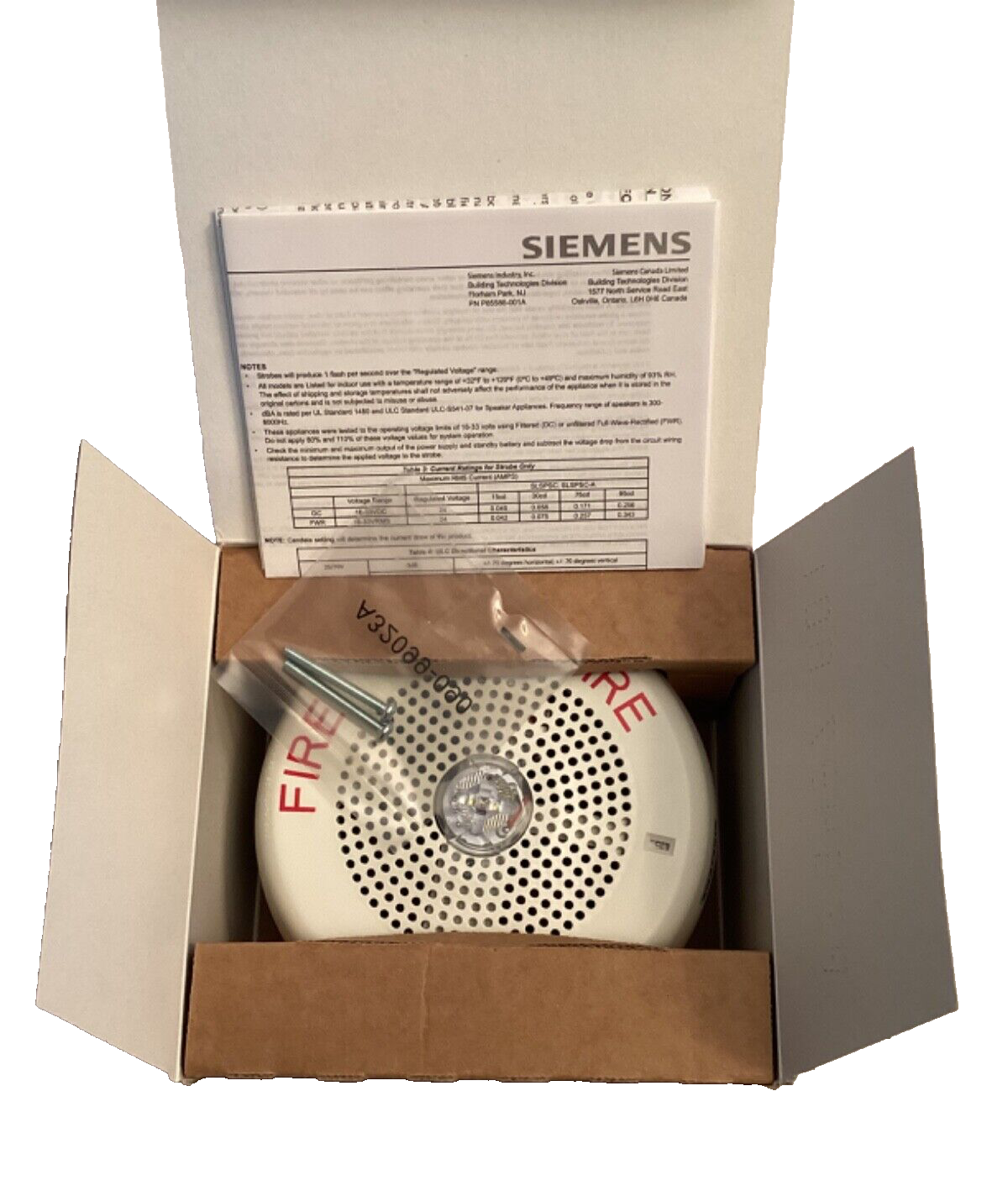 Siemens Slspscw-f SL Model Speaker Strobe Ceiling Mount White for sale ...