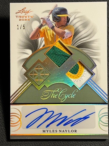 2023 Leaf Trinity THE CYCLE WORN PATCH ROOKIE AUTO Myles Naylor 1/5 | eBay