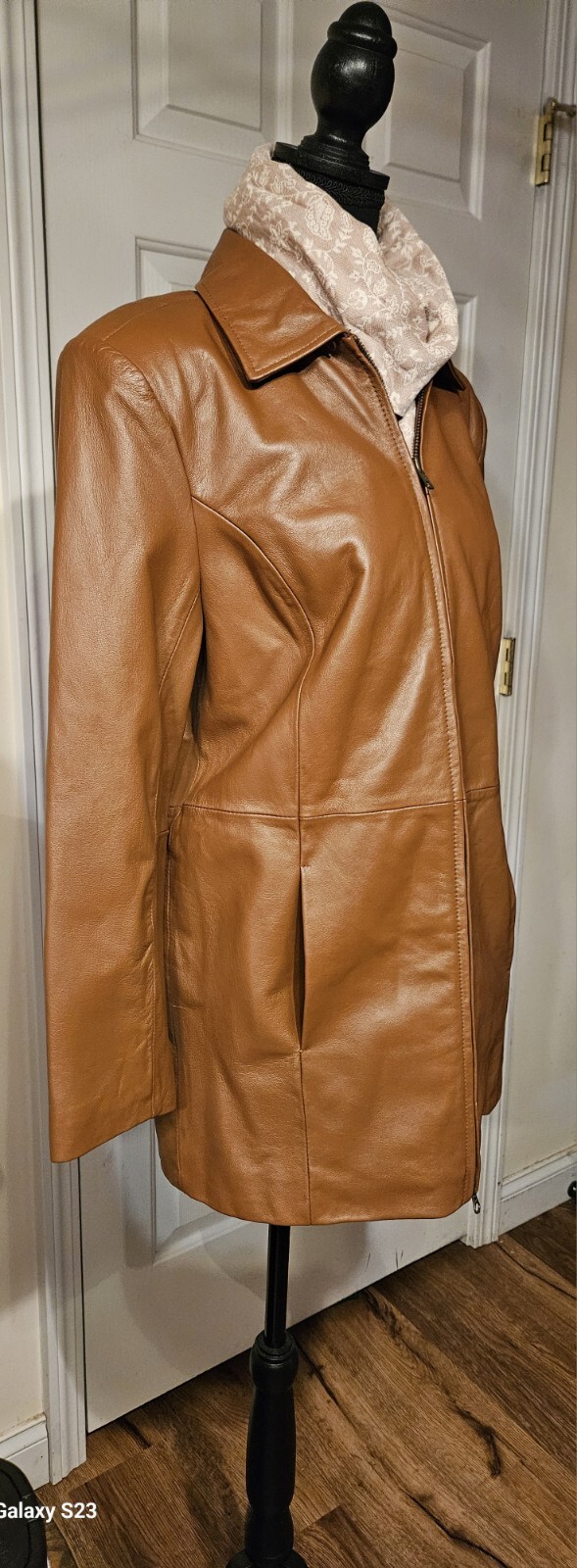 Centigrade Brown Leather Knee Lenth Coat XS - Gem