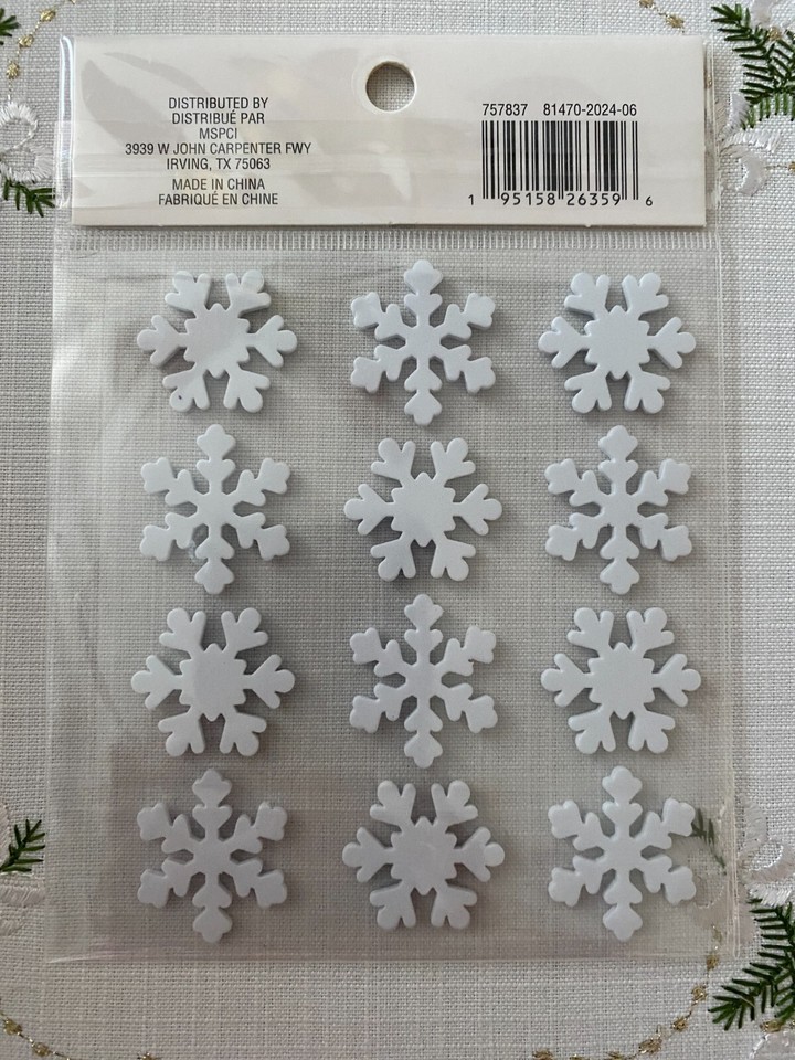 RECOLLECTIONS CHRISTMAS STICKERS GLITTER SNOWFLAKES 12 PC ...