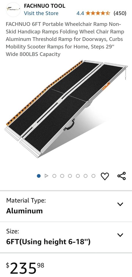 FACHNUO 6FT Portable Wheelchair Ramp Non-Skid Handicap Ramps Folding ...