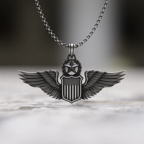 925 Sterling Silver US Army Master Aviator Wings Pendant Necklace | eBay