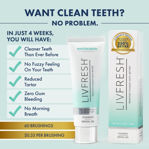 LIVFRESH Toothpaste Gel, Clinically Proven to Remove Plaque 250% Better ...