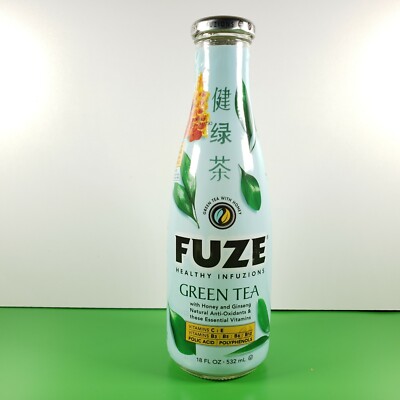 Vintage FUZE Bottle: GREEN TEA | Empty Glass Bottle | Fuze Healthy ...