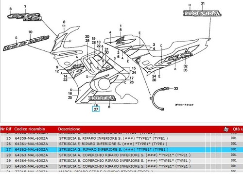 Ades.car.sx Honda cod.64362MAL600ZA type1 | eBay.de