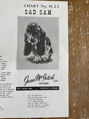 Jean McIntosh Dog pattern Sad Sam Needlepoint No. M-23 | eBay