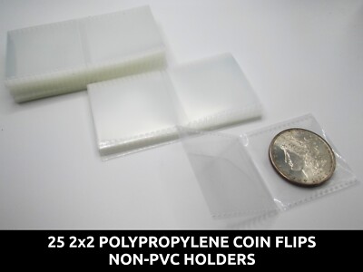 25 2" Polypropylene Coin Flips - 2x2 plastic protective PVC-free ...