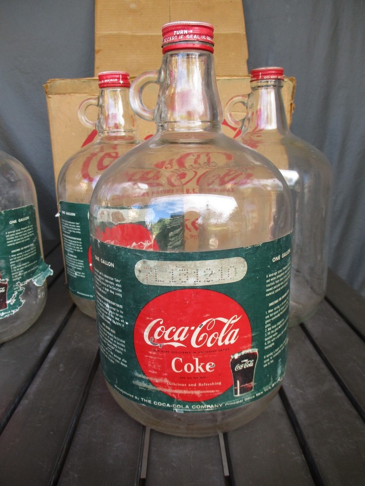 Vtg 1956 Coca-Cola, Coke Cardboard Box with 4 1-gallon Glass Bottles | eBay