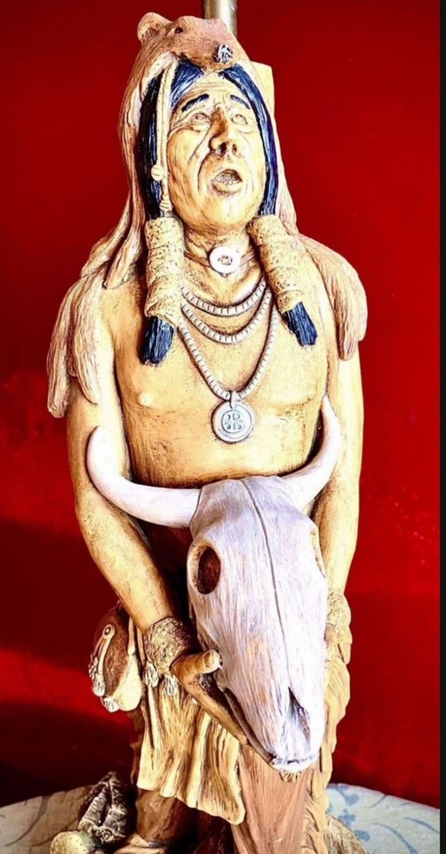 Rare Collectible Accent Lamp native american sculpture by apsit ...