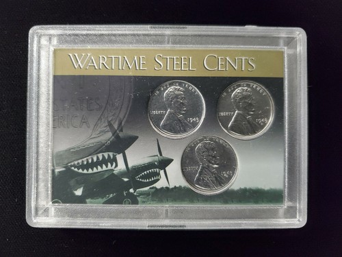 1943 P/D/S cent set World War 2 Wartime Steel Cents 3 coin set AU/BU ...