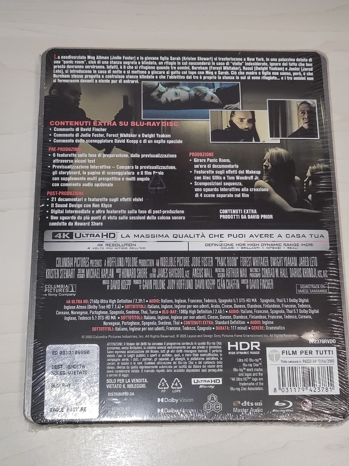 PANIC ROOM – FOSTER - WHITAKER - STEELBOOK - ITA - ENG - 4K + BLU-RAY ...