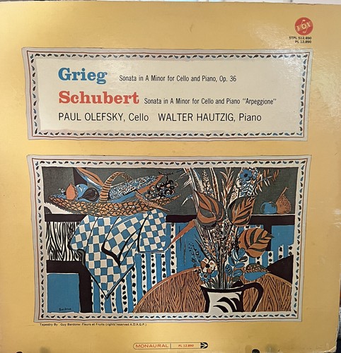 GRIEG SCHUBERT NM Paul Olefsky Walter Hautzig Sonata Cello Piano Op. 36 ...