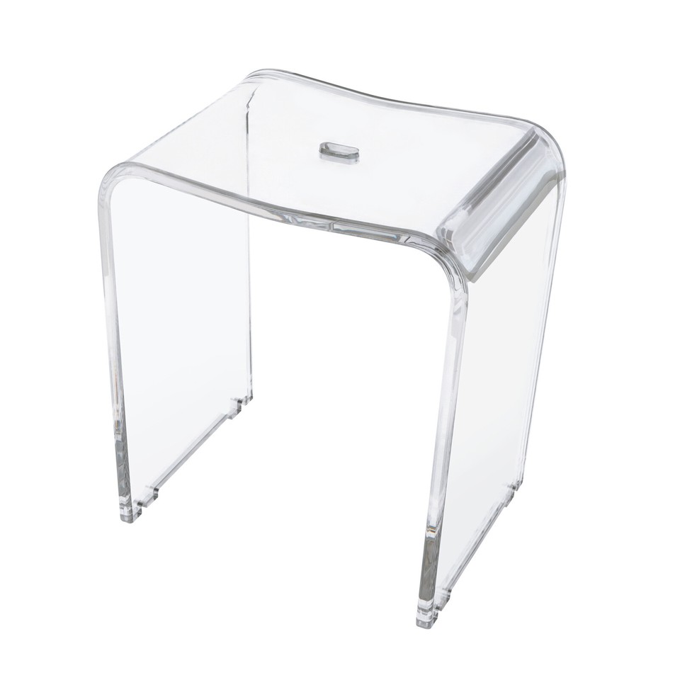 300Lbs Modern Acrylic Shower Stool Clear Bath Stool SPA Seat Bathroom ...