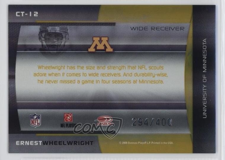 2008 Donruss Elite College Ties Gold 294/400 Ernie Wheelwright IV ...