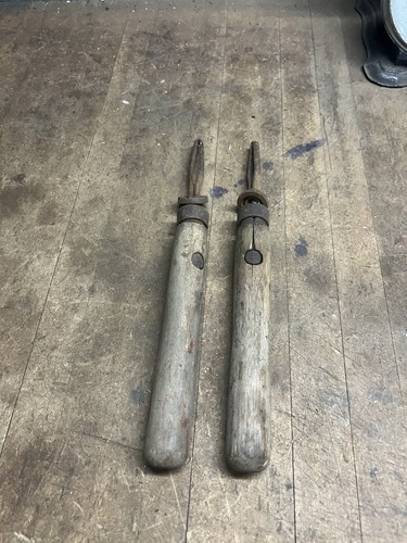 Antique Old 2 Two Man Crosscut Hand Saw Logger Tool Wood Handles Set ...