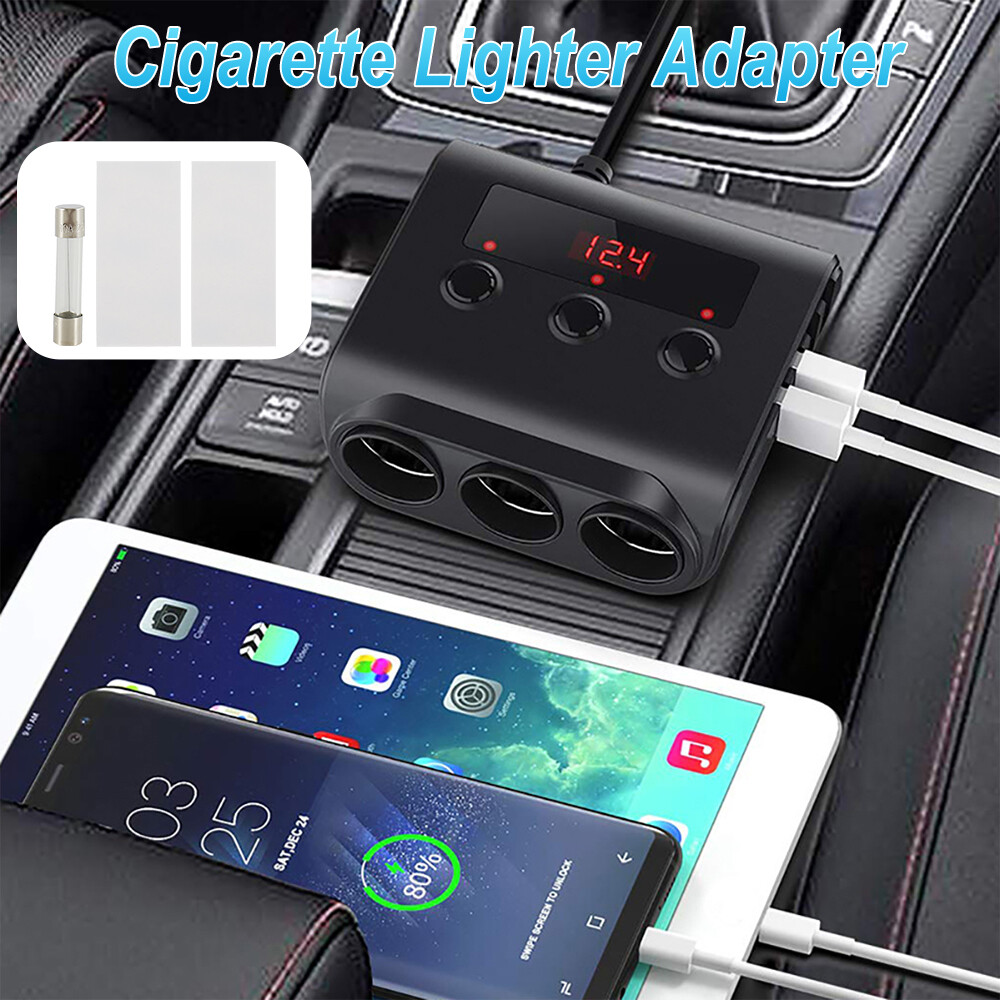 USB 3 Way Multi Socket Car Cigarette Lighter Splitter Charger 12V 24V ...