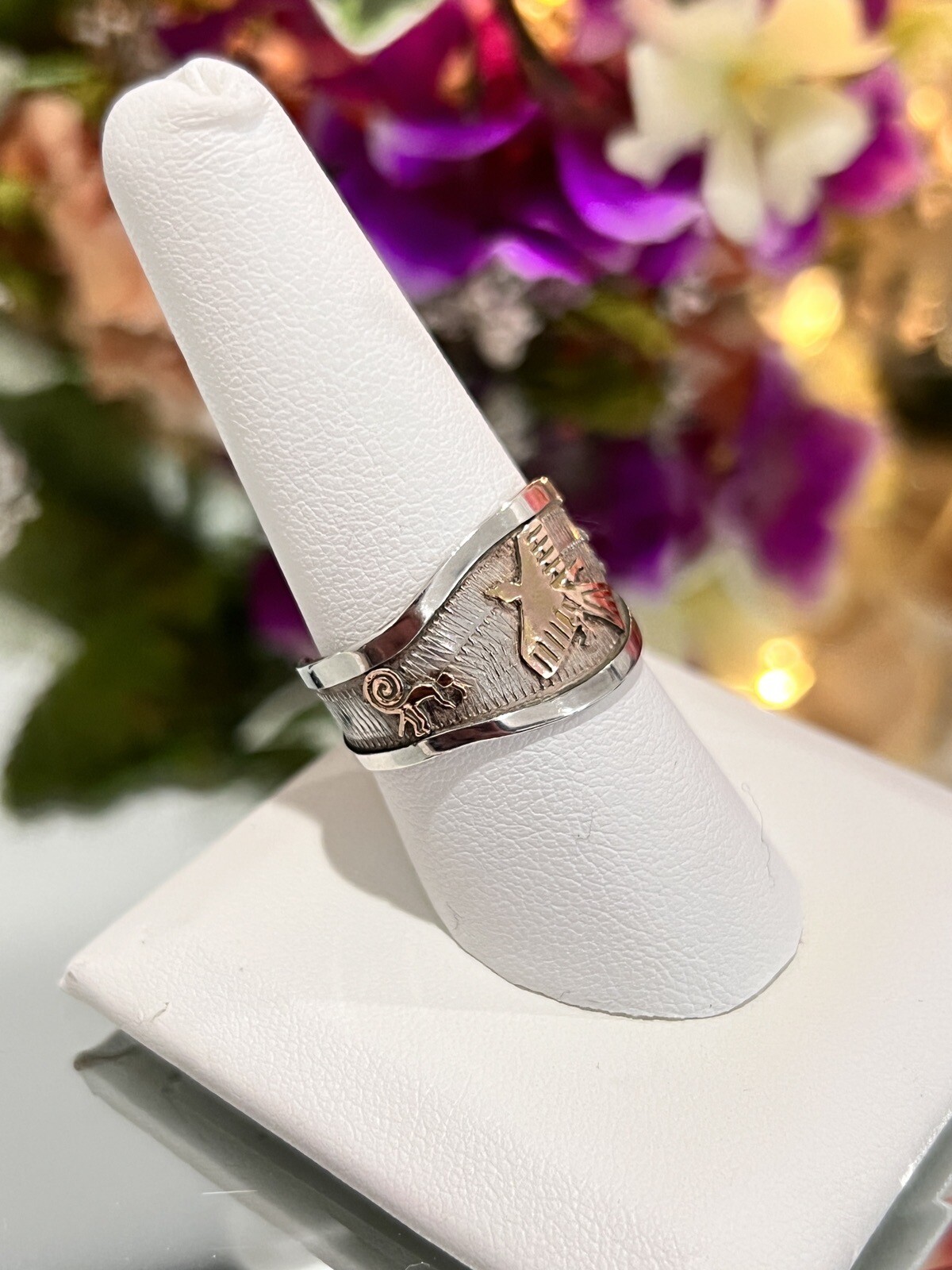 Vintage Fine Silver 950 18k Thunderbird Mexico Ring B… - Gem