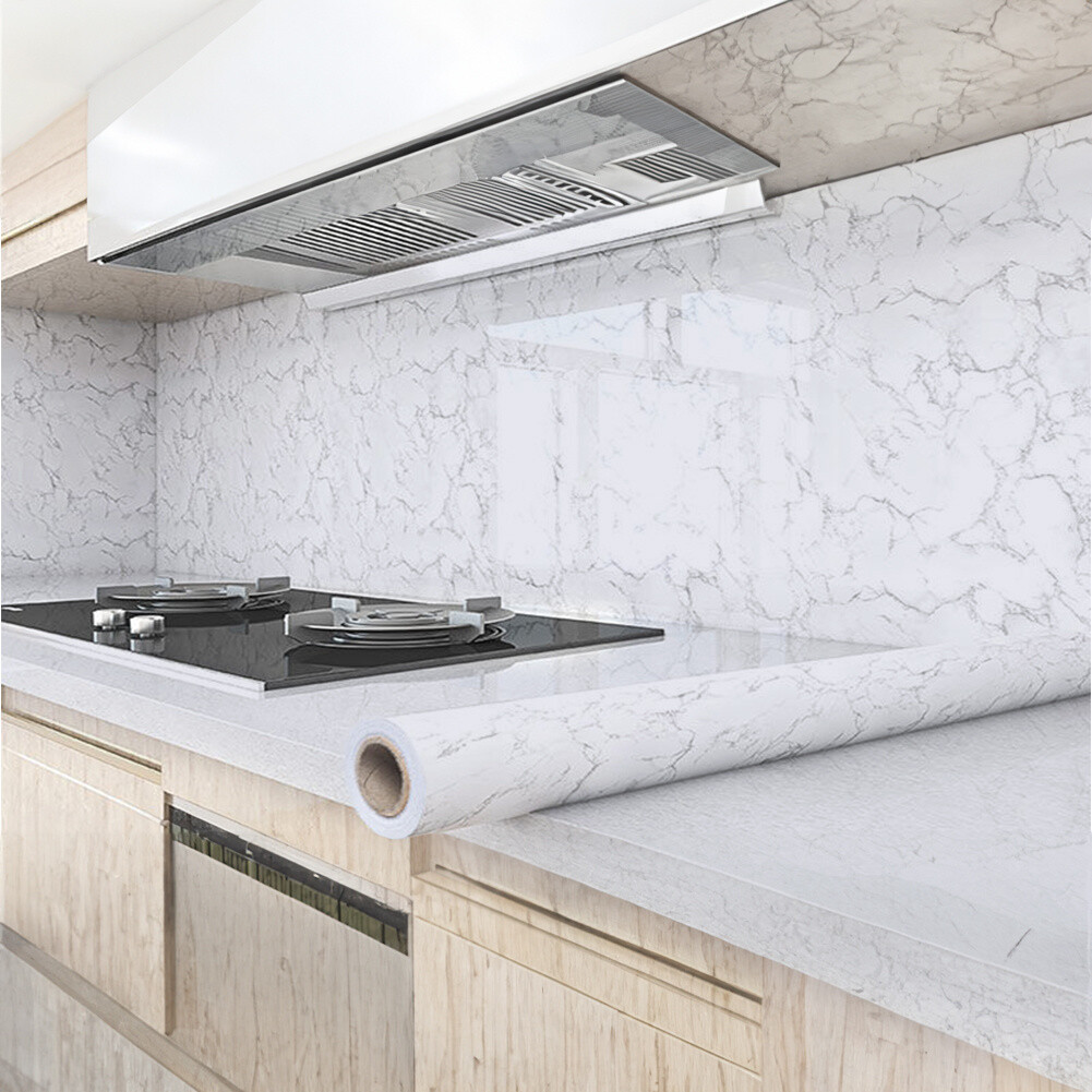10M Marble Effect Kitchen Worktop Covering Vinyl Wrap For Cupboard Door ...