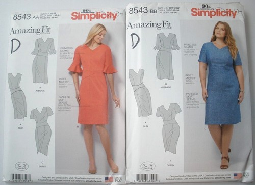 Simplicity Pattern 8543 AMAZING FIT Dress Slim /Avg/Curvy plus sizes ...