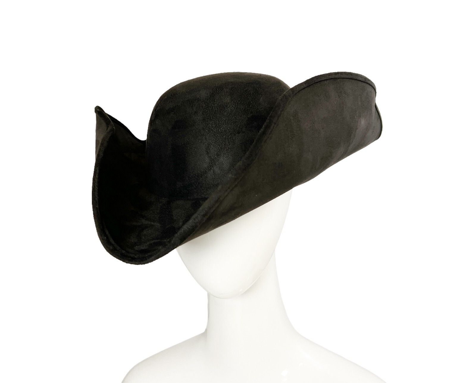 BROWN PREMIUM ADULT BLACK PIRATE TRICORNE TRI-CORNER TRICORN COSTUME ...