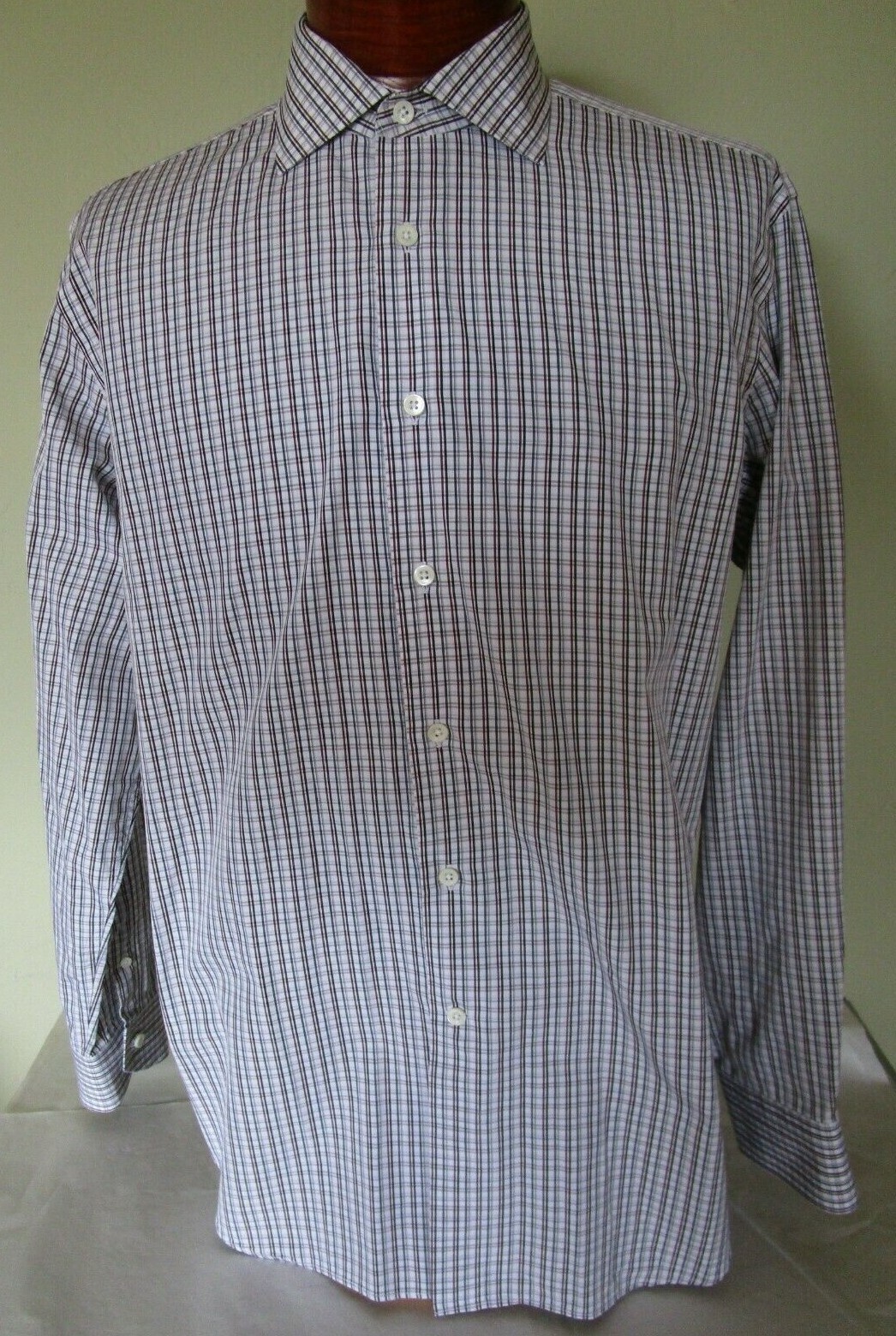 CANALI Double Line Grid Check Spread Collar Sport / D… - Gem