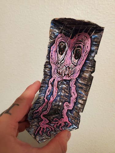 HAPPY GRAVE original 3D PAINTING art horror macabre contemporary : PINK ...