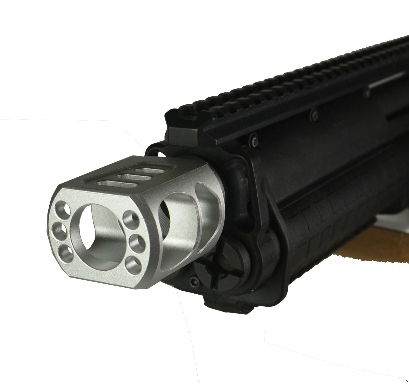 12 GA Muzzle Brake SILVER Tanker Compensator Reducer, 15/16x32 For KEL ...