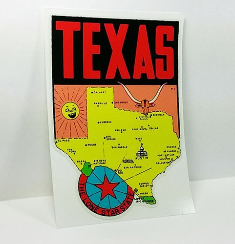 State of Texas Vintage Style Travel Decal / Vinyl Sticker, Luggage ...