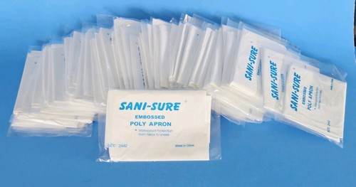 Lot 50 Sani-Sure Embossed Poly Apron Plastic Single Use White ...