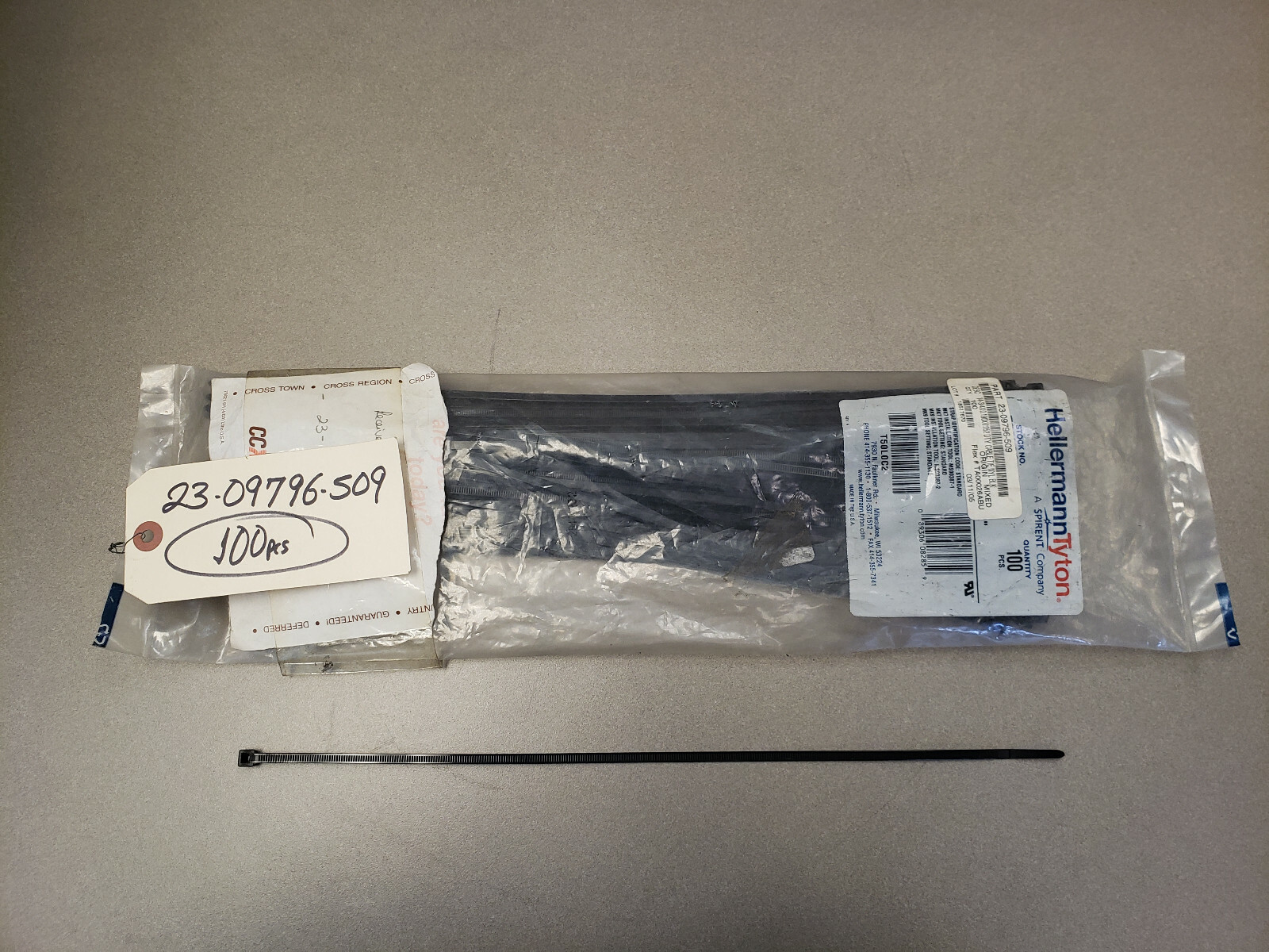 23-09796-509 - TIE STRAP, 14-3/4 X .19" BLACK NYLON (MPQ 100PCS ...