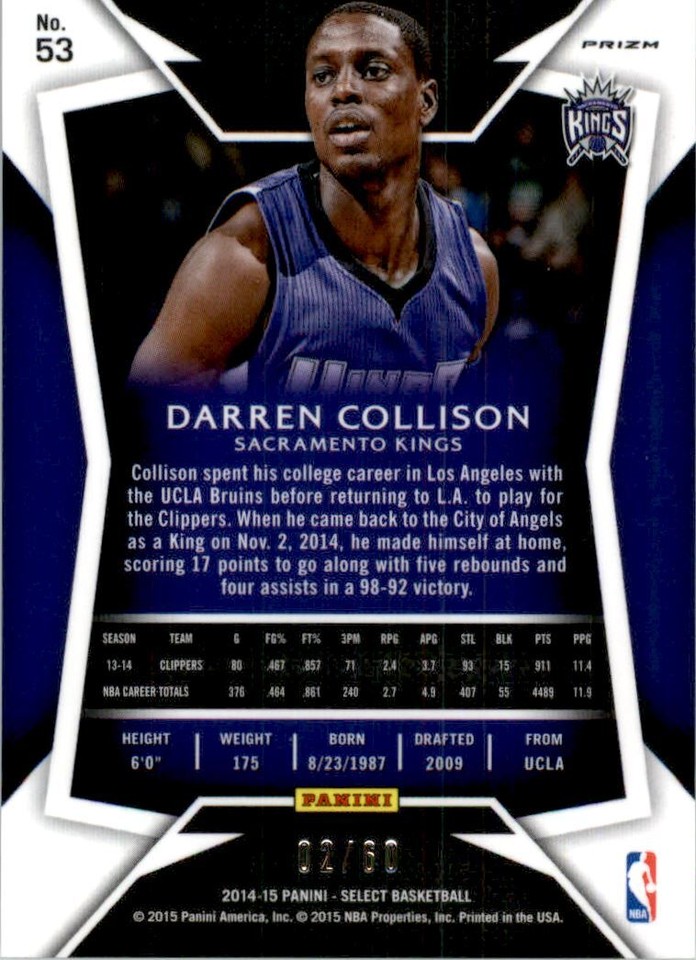 2014-15 Select Concourse Prizms Orange #53 Darren Collison /60 | eBay