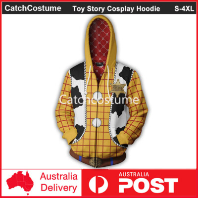 Toy Story Sheriff Woody Hoodie Cosplay Costume Hooded Zipper Sweatshirt ...