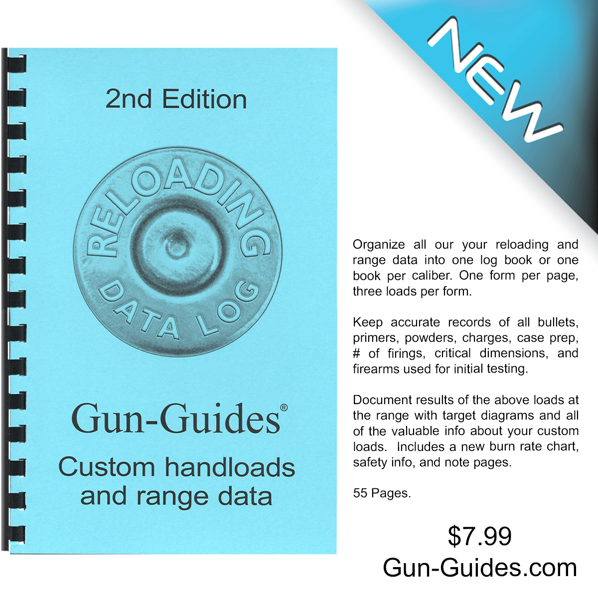 Reloading Data Log Book Gun-Guides® 2nd Edition for load & range data 8 ...
