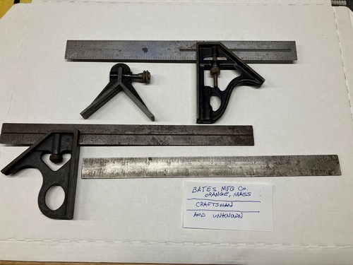 Bates Mfg Co, Craftsman & Unknown Machinist Squares woodwork engineer ...