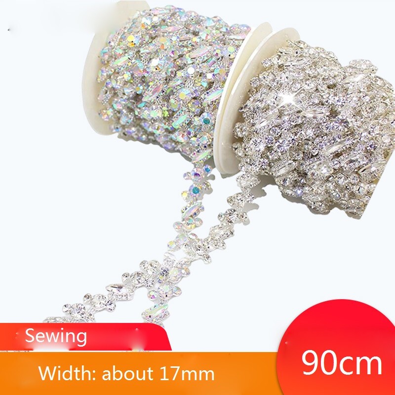 90cm Rhinestone Chain Shiny Crystal Trim DIY Accessories for Shoes Hats ...