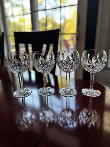 SET OF FOUR WATERFORD IRISH CUT CRYSTAL LISMORE BALLOON WINE GLASSES ...