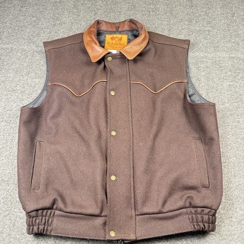 Schaefer Outfitter Vest Mens 2XL Brown Wool Leather Competitor Western ...
