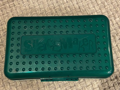 SpaceMaker Pencil Box Clear Green Vintage Plastic Storage Case 9x5" USA ...