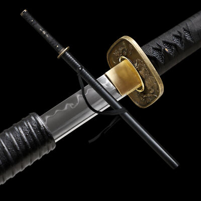 Ninja T10 Steel Clay Tempered Japanese Samurai Straight Sword Katana ...
