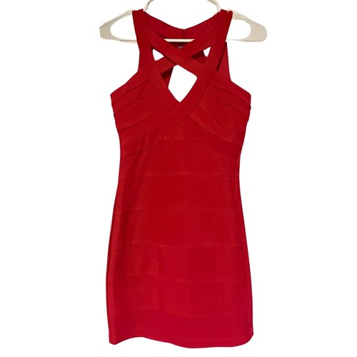 Deb Red Bodycon Mini V-Neck Cocktail Dress Juniors Size 3 | eBay