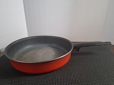 Vintage Red Enamel Frying Pan Made In USA 10" | eBay