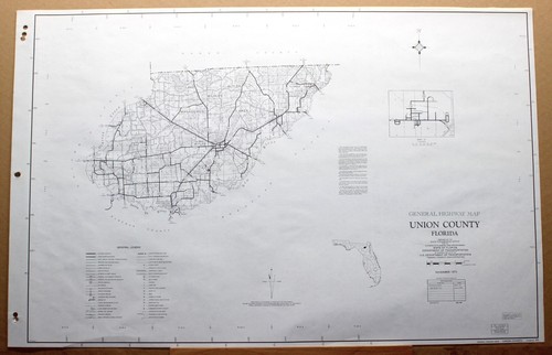 General Road Map of Union County Florida 1973 18x28" | eBay