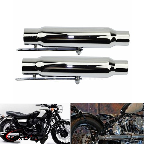 Pair Motorcycle Shorty Exhaust Muffler - 12" Long For Harley Cafe Racer ...