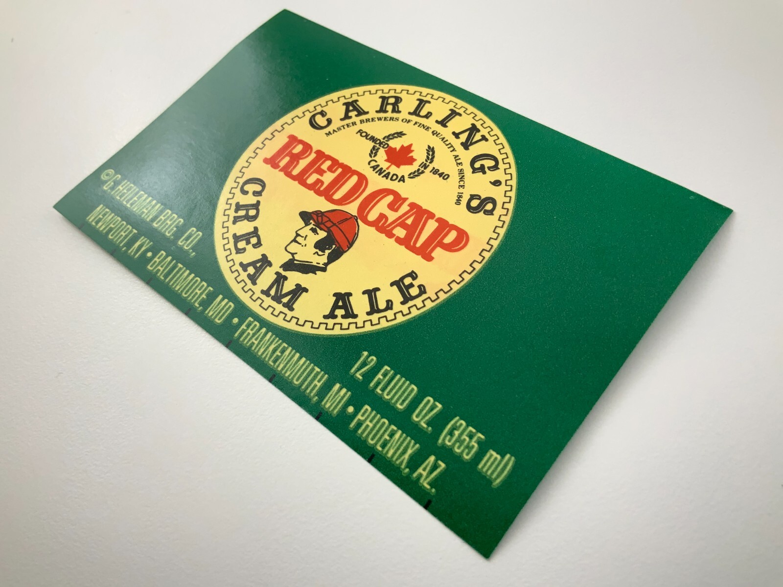 Carling's Cream Ale Red Cap Beer Label G Heileman BRG AA881 | eBay