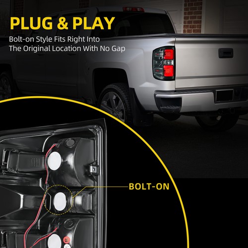 Black LED Tail Lights 2014-2018 Chevy Silverado 1500 2500 HD 3500 HD ...