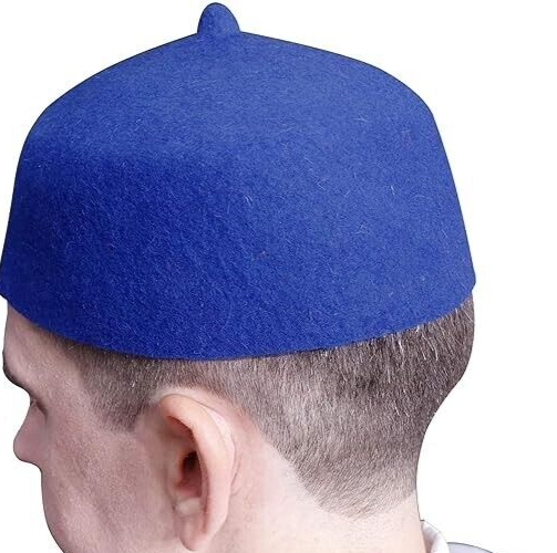 BlUE Wool Felt Moroccan-style100% Fez Muslim Prayer Cap / SIZE 56 CMS ...